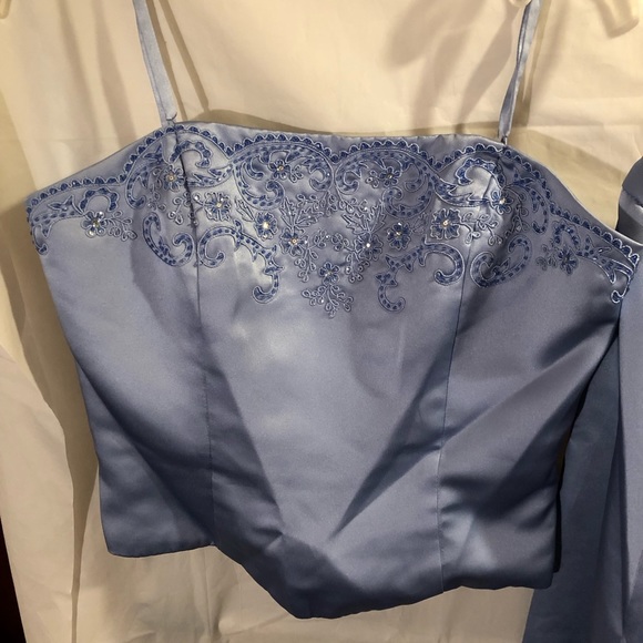 Dresses | Periwinkle Blue 3pc Gown Set Corset Top Long Ball Gown Skirt ...